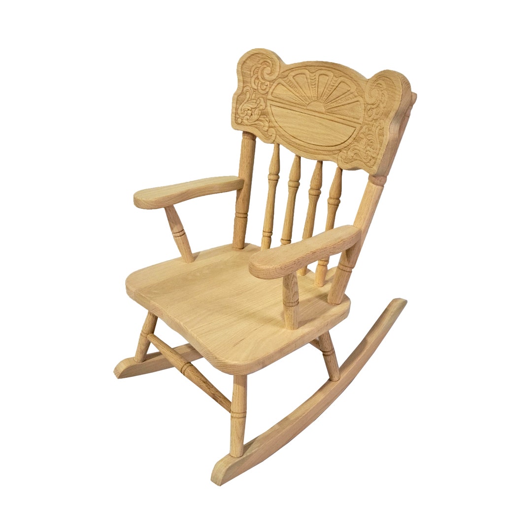Solid Wood Kids Rocking Chair for Children With Sunshine Engraving ...
