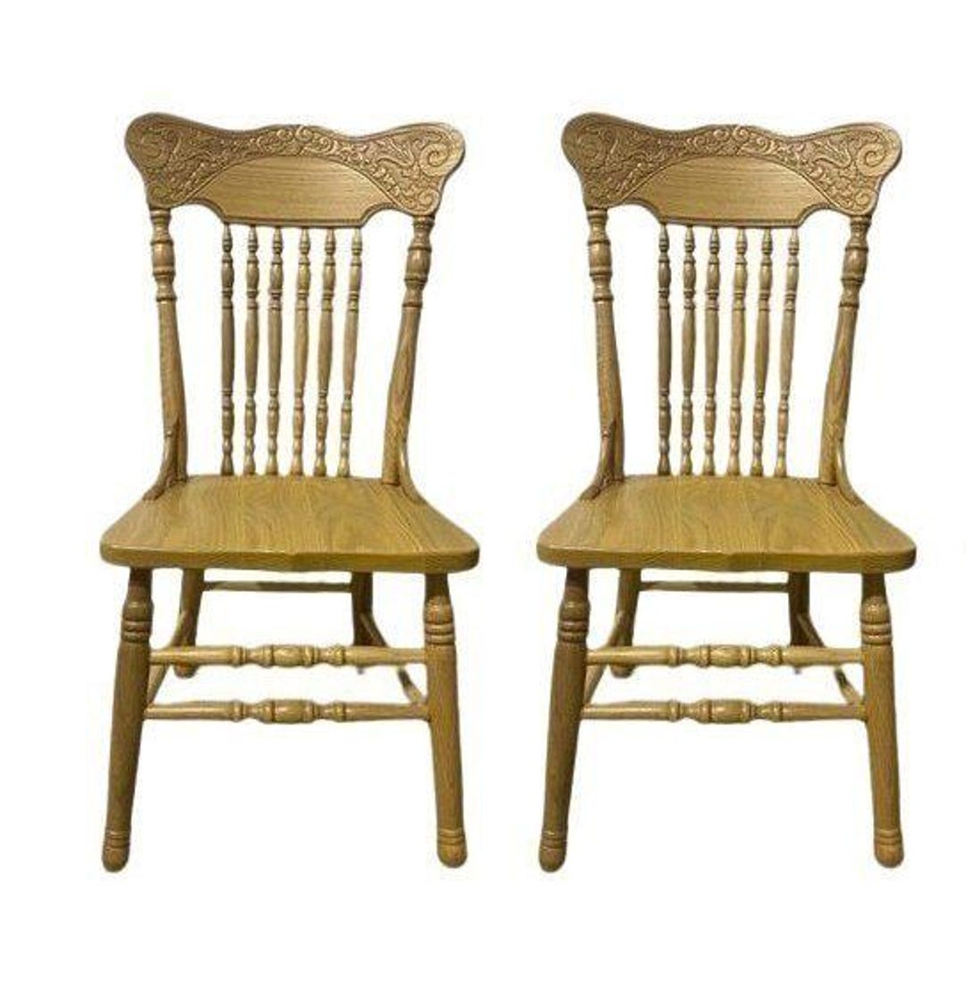 Solid Oak Wood Pressback Dining Chair Set in Lemon Stain (set of 2 ...