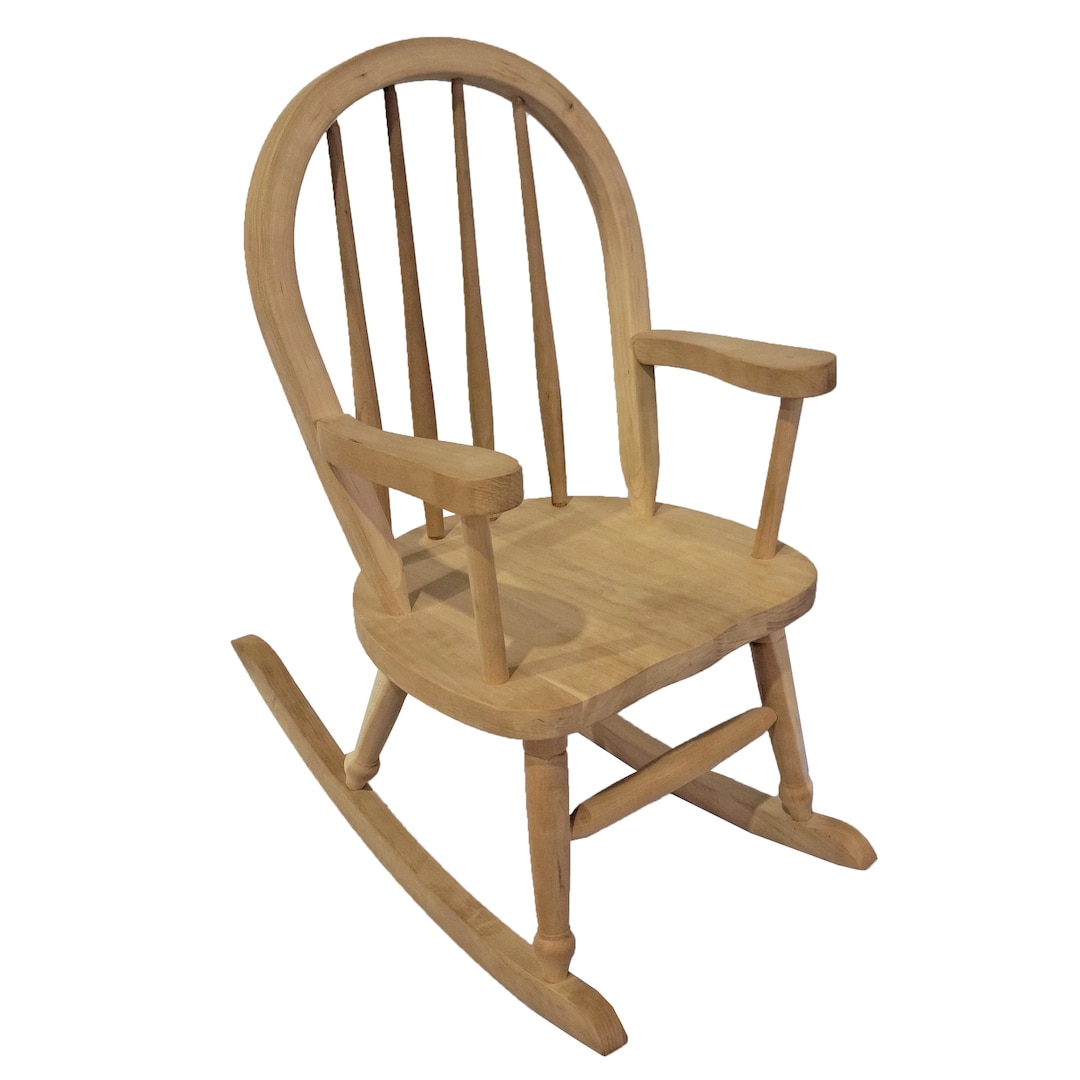 Solid Wood Kids Bow Back Rocking Chair for Children, Unfinished - Made ...