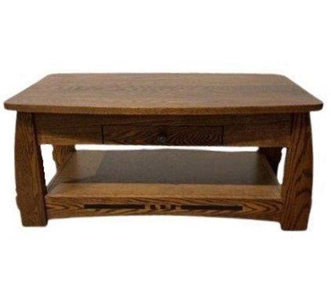 Solid Oak Wood 42" Coffee Table With Lift Top and Storage Drawers in ...