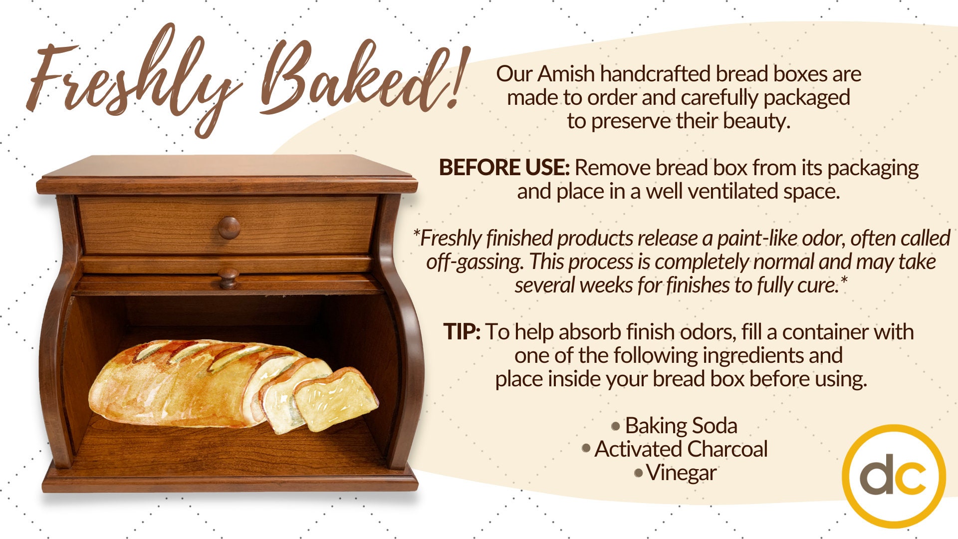 Dutchcrafters Amish Solid Oak Wood Large Roll Top Bread Box With Drawer ...