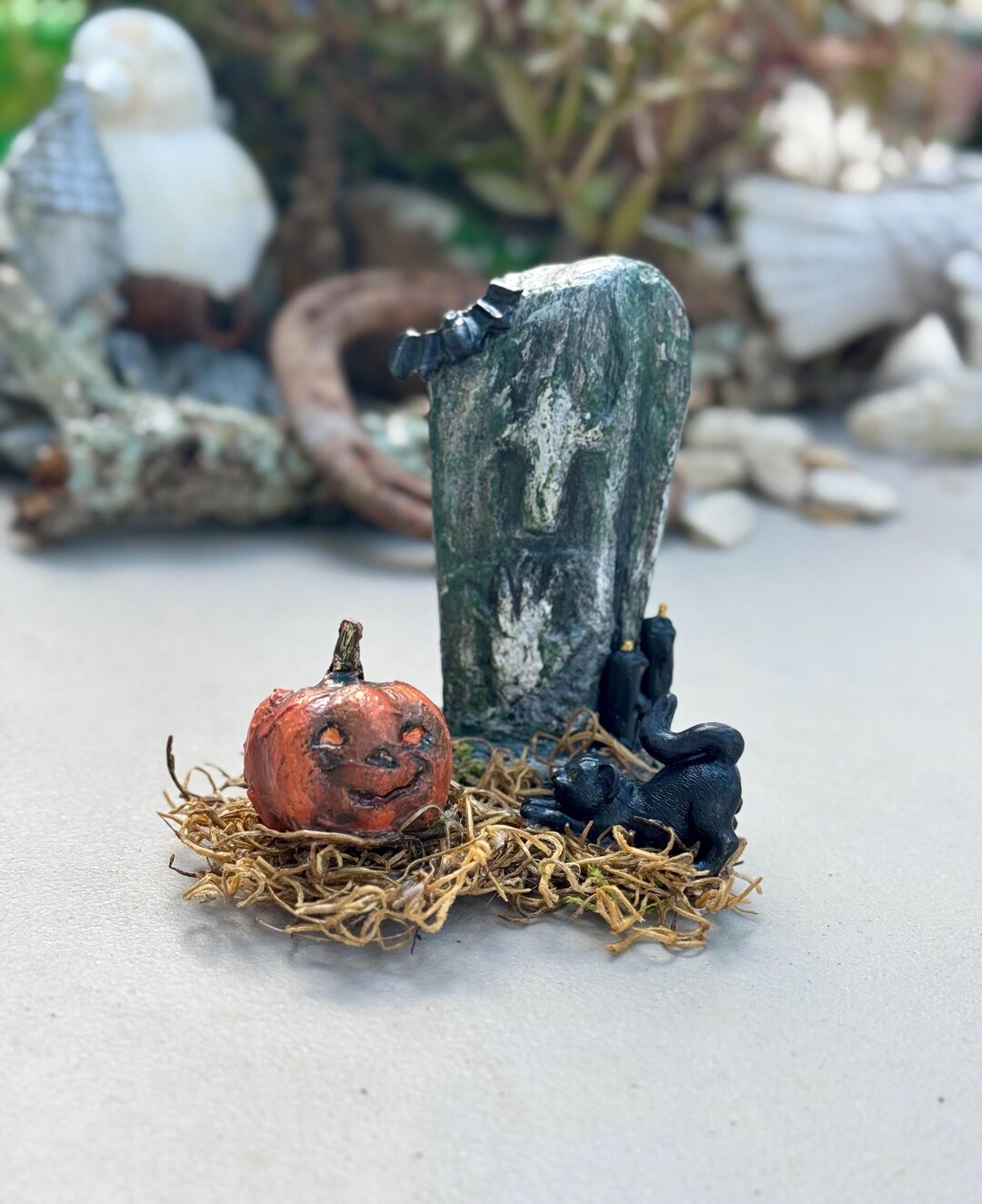 Jack O'lantern Tombstone, Miniature Gravestone, Pumpkin Headstone ...
