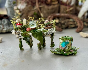 Miniature Fairy Table With Tarot Cards and Stool Fairy Furniture, Tiny ...