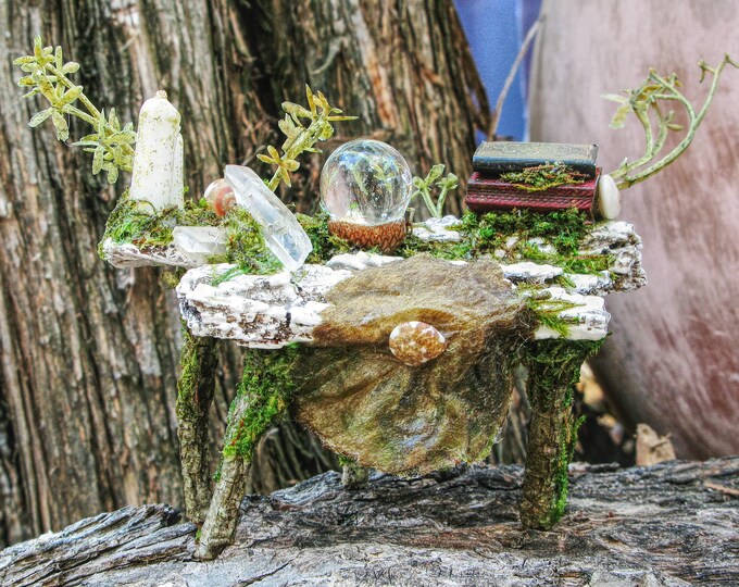 Miniature Fairy Table With Crystal Ball fairy Furniture, Tiny Mystic ...