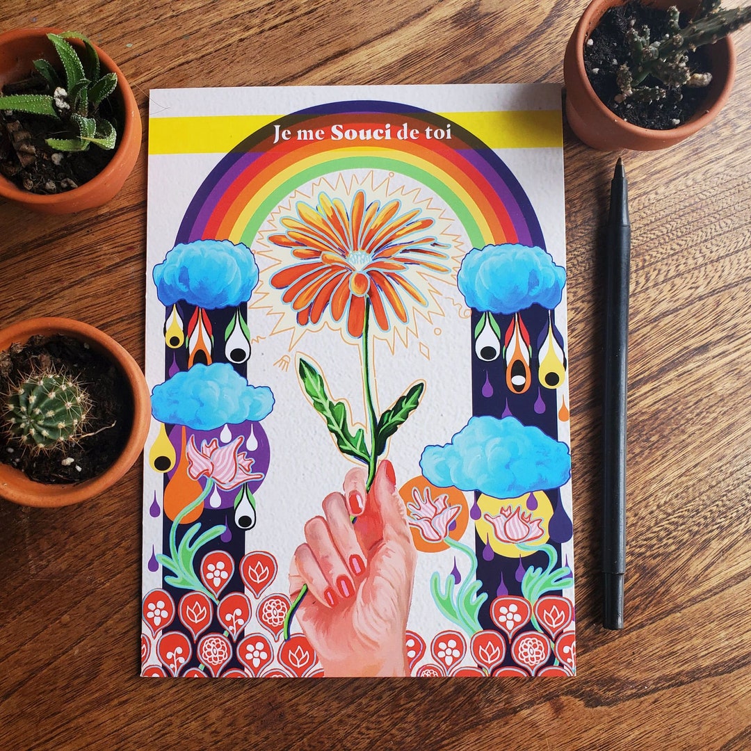 Worry Flower Greeting Card, 5x7 Inch Greeting Card, Valentine's Day ...