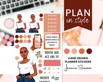 Black Girl Planner Stickers, Black Women, African American Planner ...