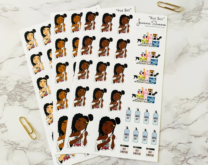 Natural Hair Stickers Black Girl Planner Sticker Sheets - Etsy