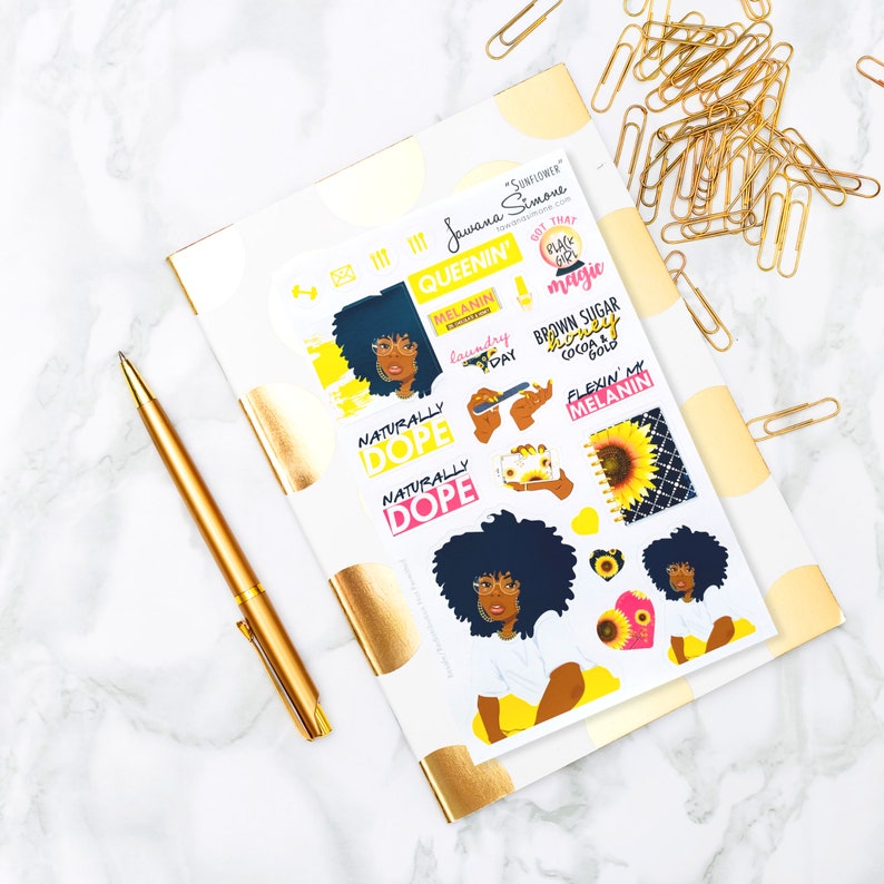 Black Girl Planner Stickers Black Women African American Etsy