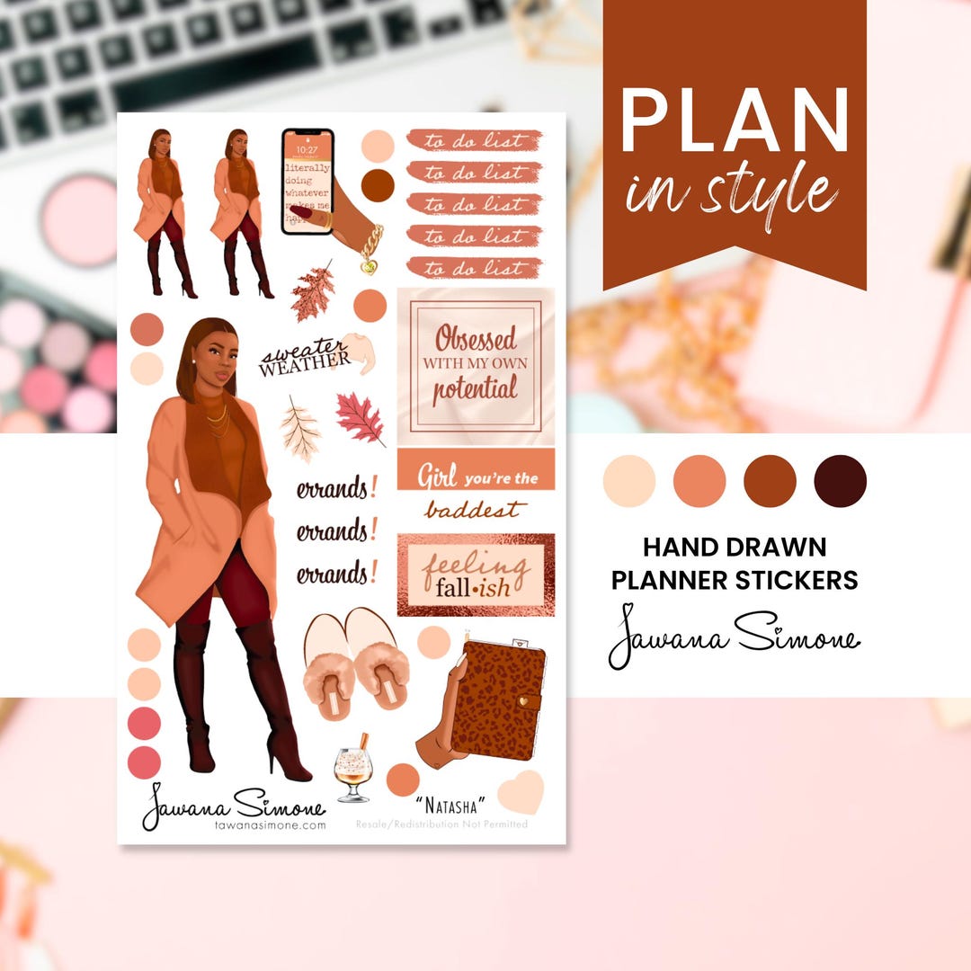 Black Women Planner Stickers: Black Girl Stationery Natasha - Etsy