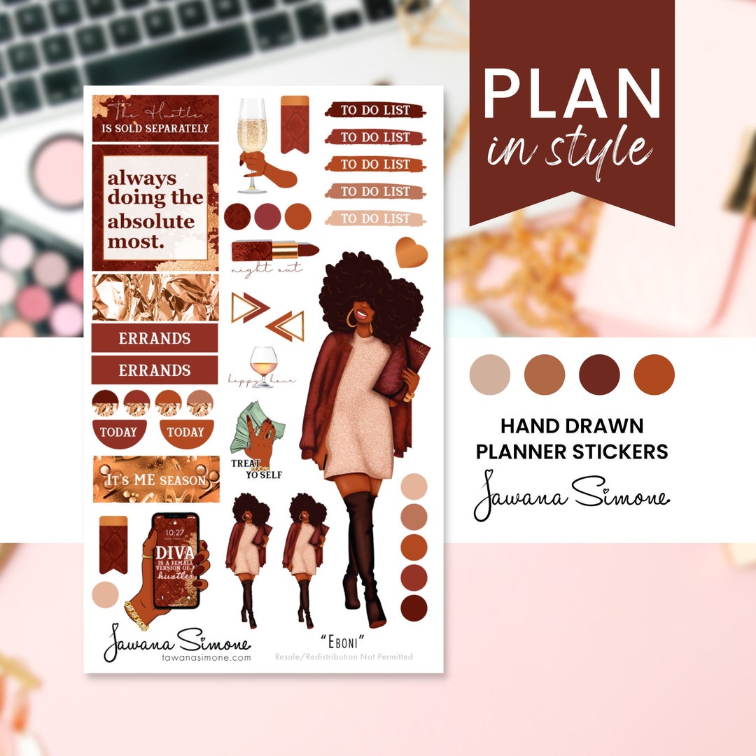 Black Girl Planner Stickers, Black Women, African American Planner ...