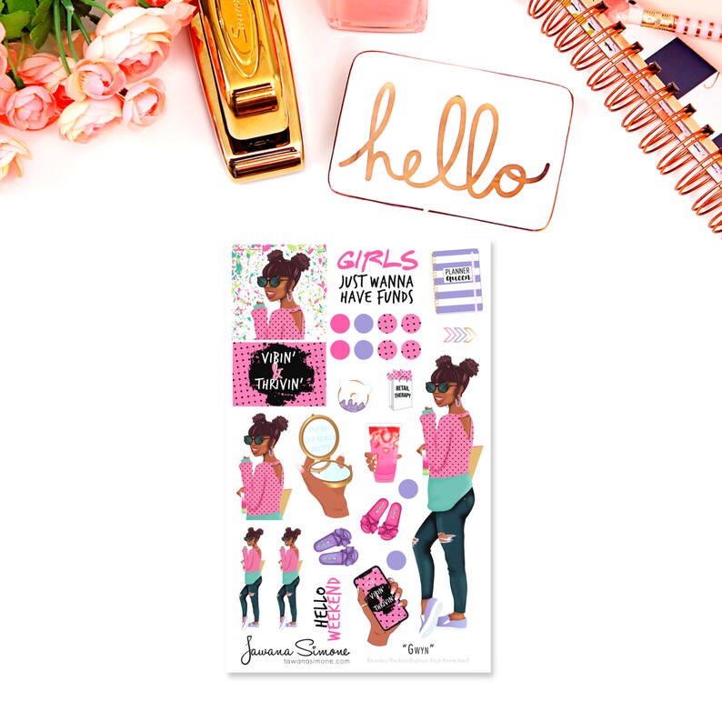 Black Girl Planner Stickers Black Women African American Etsy