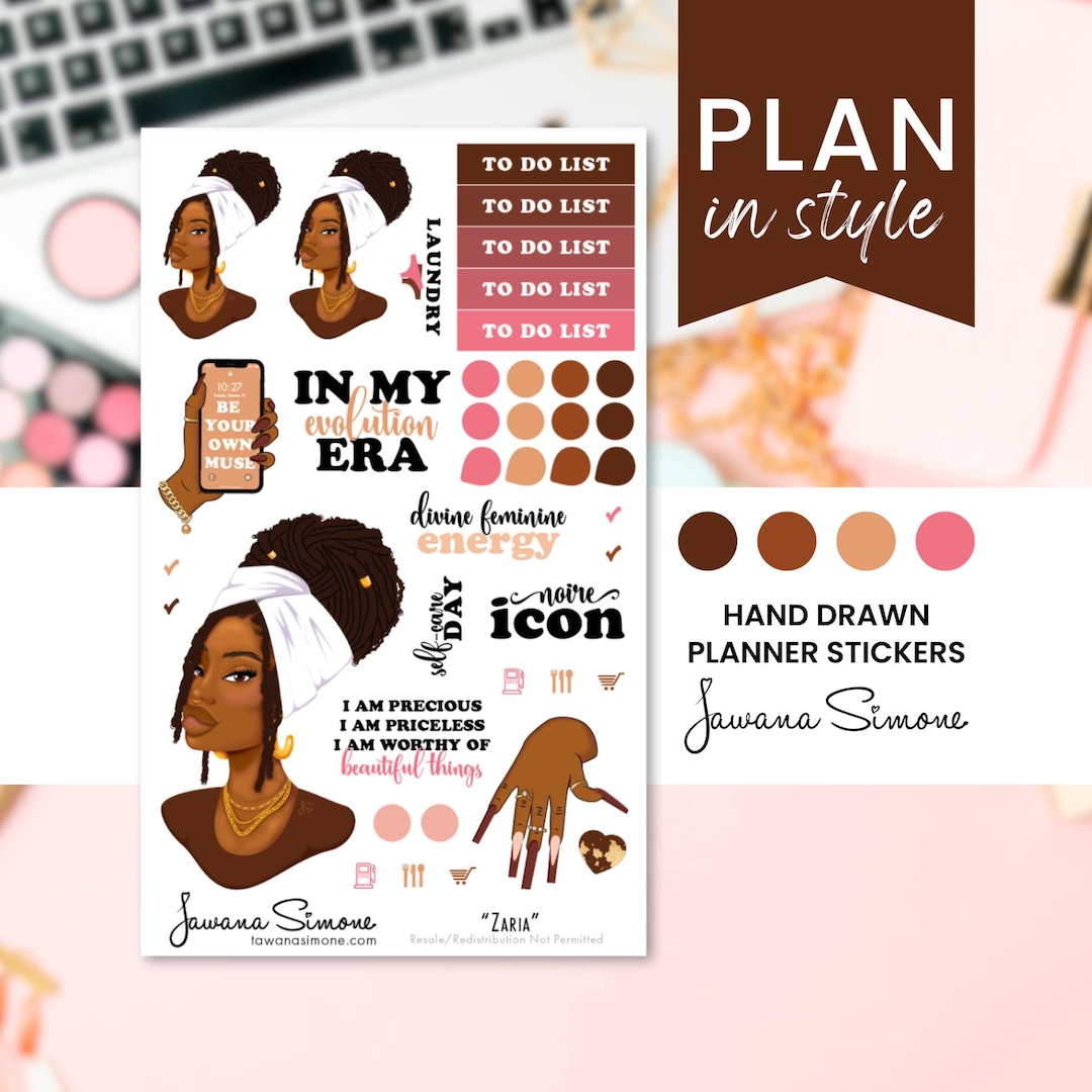 Black Girl Planner Stickers, Black Women, African American Planner ...