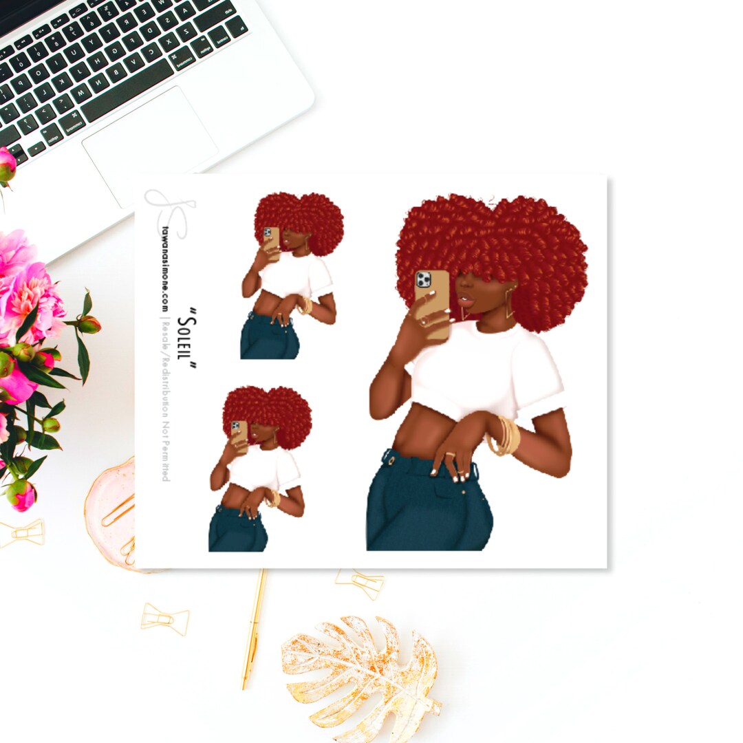 Black Girl MINI Planner Stickers: African American Woman Stationery ...