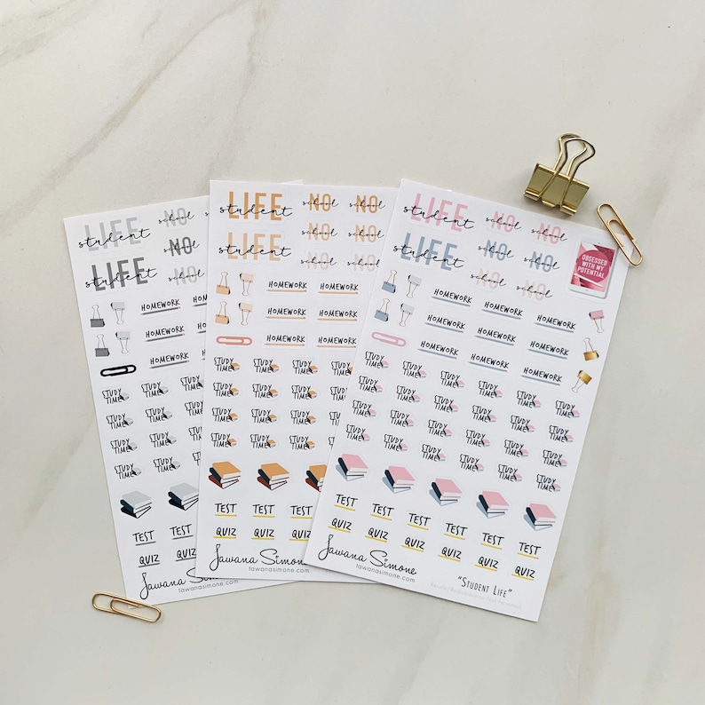 Student Life Planner Sticker Sheets Study Planner Sticker for - Etsy