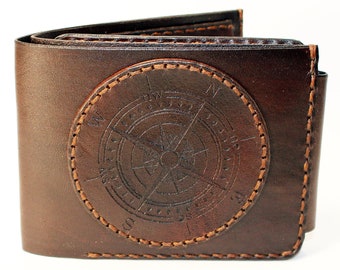 Compass Leather Wallet - Etsy
