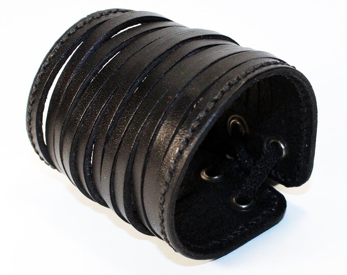 Black Leather Cuff Bracelet Nice gift for women Made in | Etsy