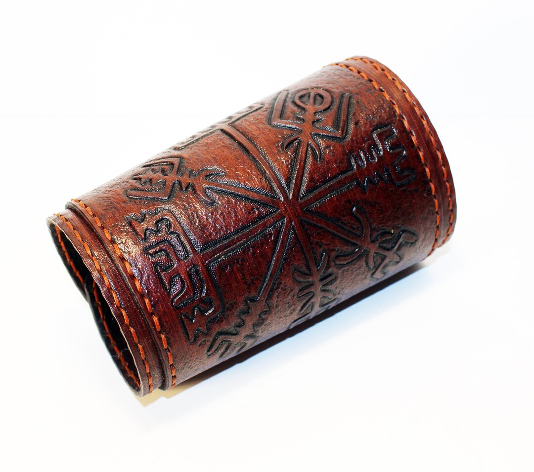 Vegvisir - Handmade Leather Cuff, Viking Cuff, Celtic Cuff, Viking ...