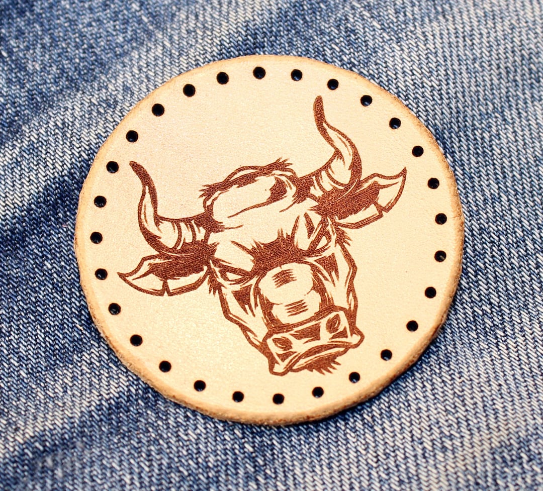 Bull - Leather Patch, Bull Accessories, Cow Sew, Sew on Patch, Great ...