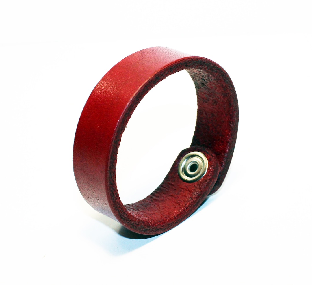 Red Leather Cuff , Nice Gift for Women, Red Wrist Cuff, Womens Bracelet ...