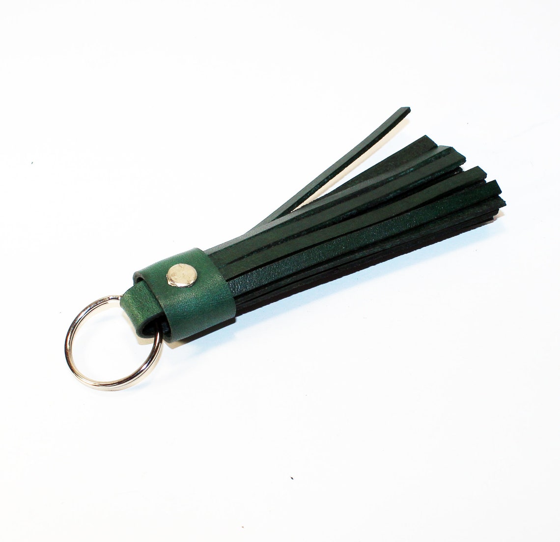 Leather Tassel Keychain. Green Leather Keychain. 100% Handmade - Etsy