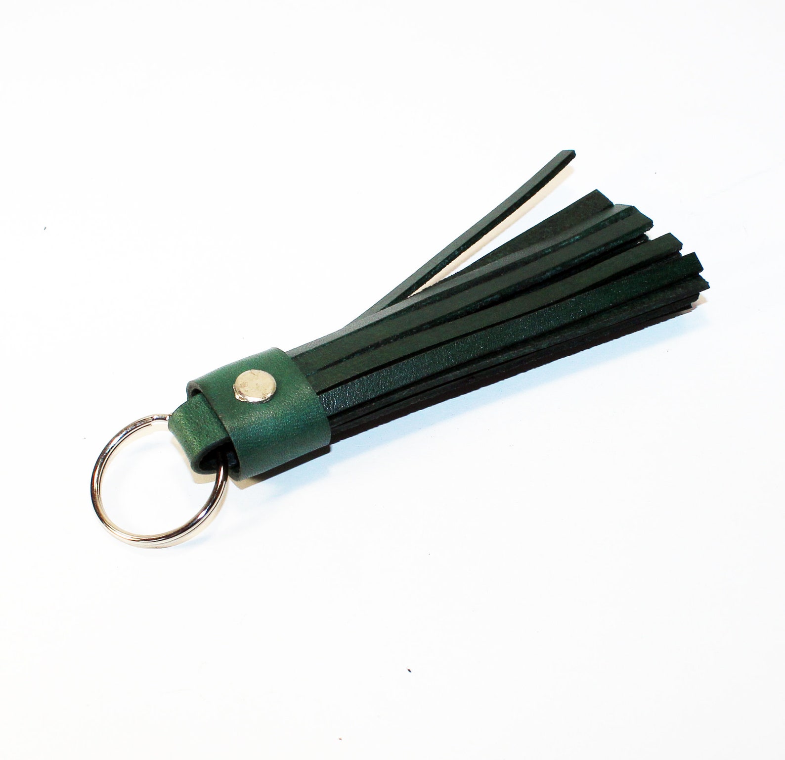 Leather Tassel Keychain. Green Leather Keychain. 100% Handmade - Etsy