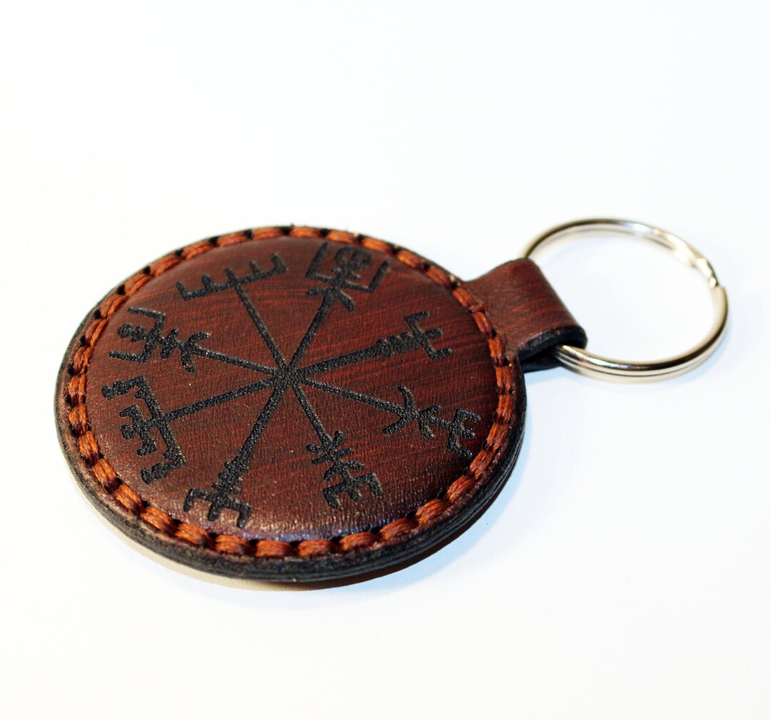 Vegvisir Leather Key Chain Handmade Key Chain Viking - Etsy
