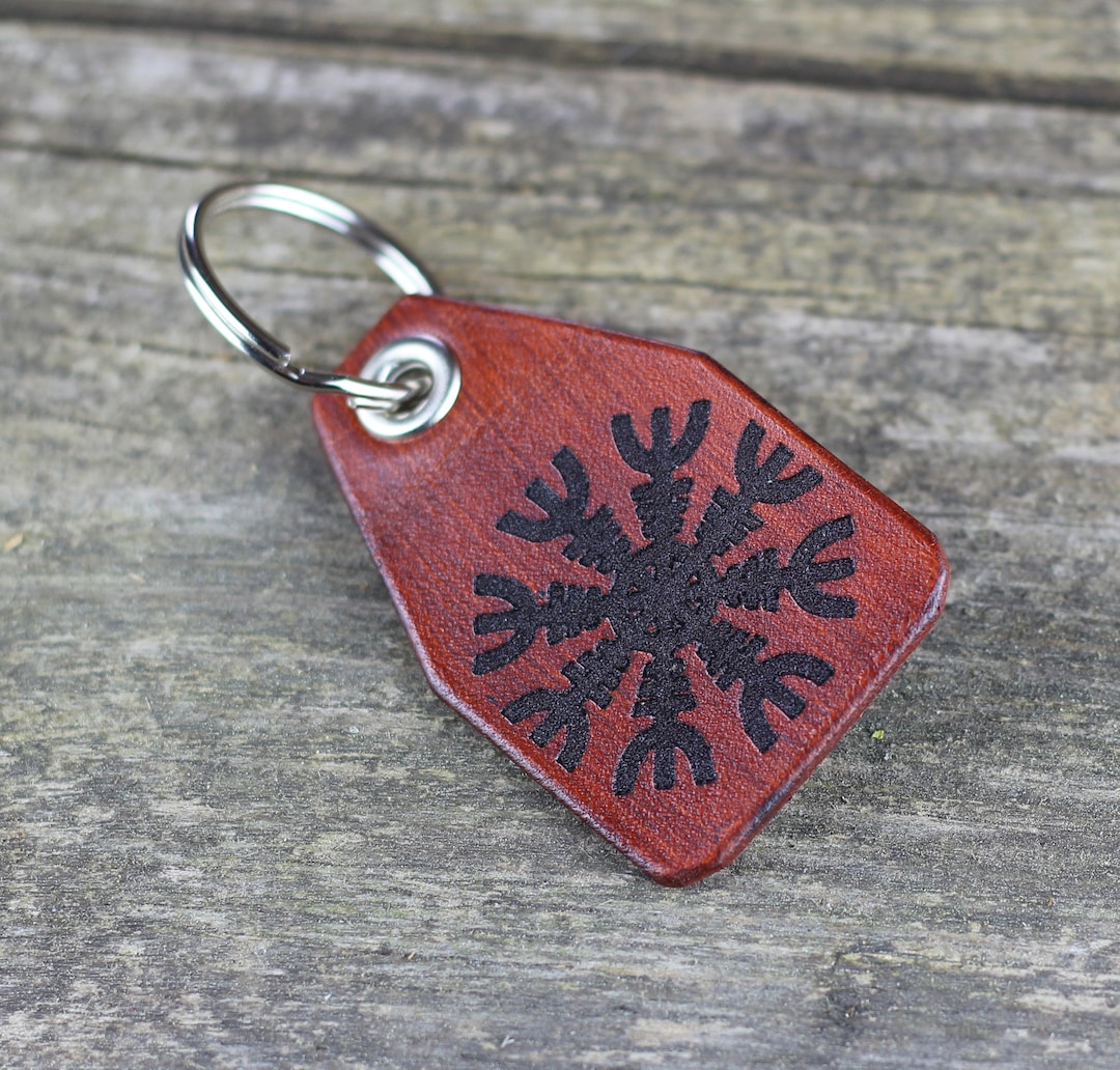 Helm of Awe Leather Keychain: Viking Norse Symbol Key Fob - Etsy