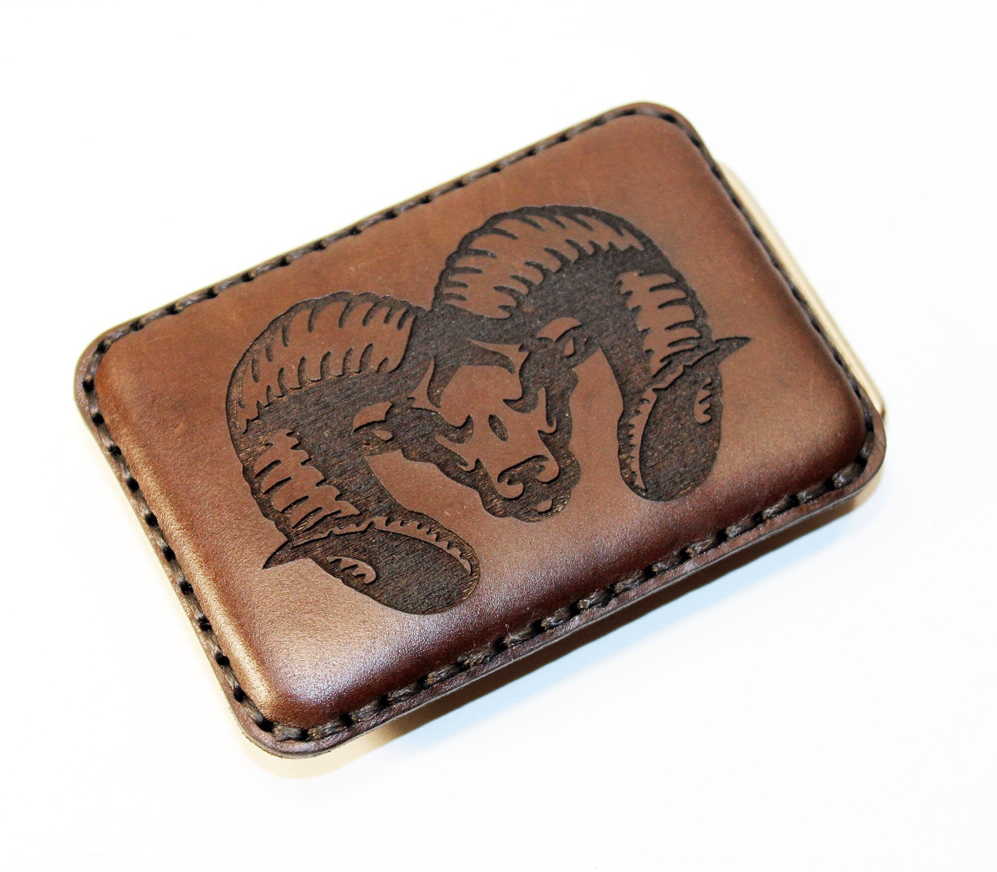 40mm Leather buckle with aries brown handmade buckle leather | Etsy