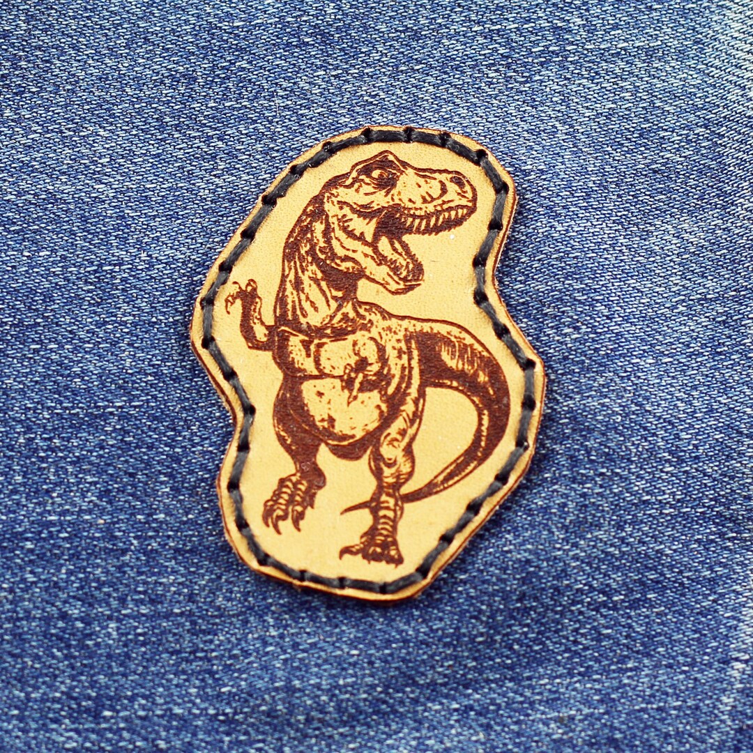 Dinosaur Leather Patch, T-rex Patch, Dinosaur Sew, Tyrannosaurus, Sew ...