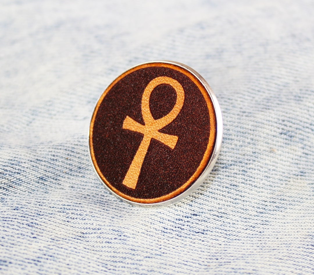 Ankh Cross Leather Pin Badge, Eye of Ra, Ankh Symbol, Egyptian Symbol ...