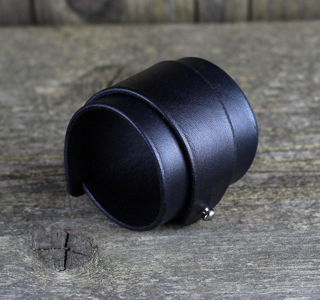 Handmade Black Leather Cuff Bracelet: Unisex Wristband - Etsy