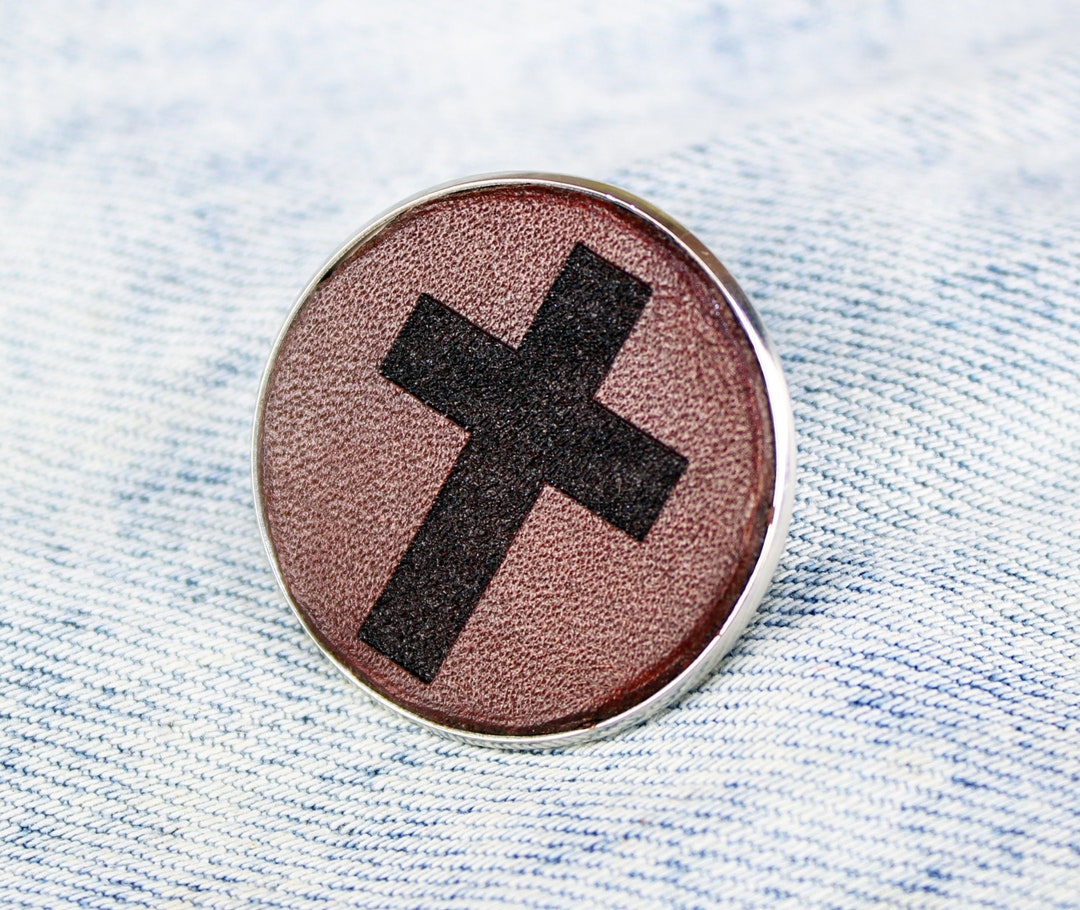 Holy Cross - Leather Pin Badge, Religious Symbol, Jesus Christ, Jesus ...