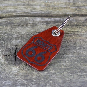 Route 66 Leather Keychain: Personalized Road Trip Key Holder - Etsy