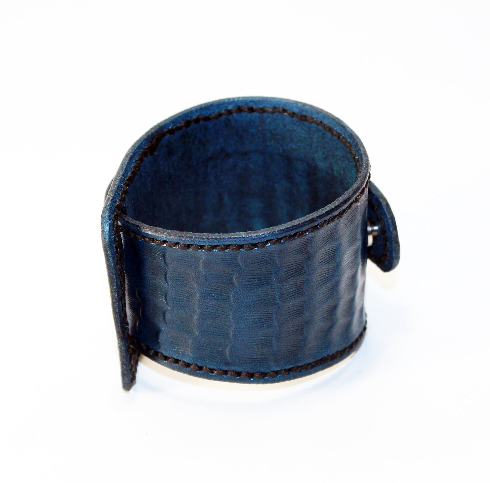 Blue Leather Cuff Blue Bracelet Great Giftblue Cuff Very | Etsy