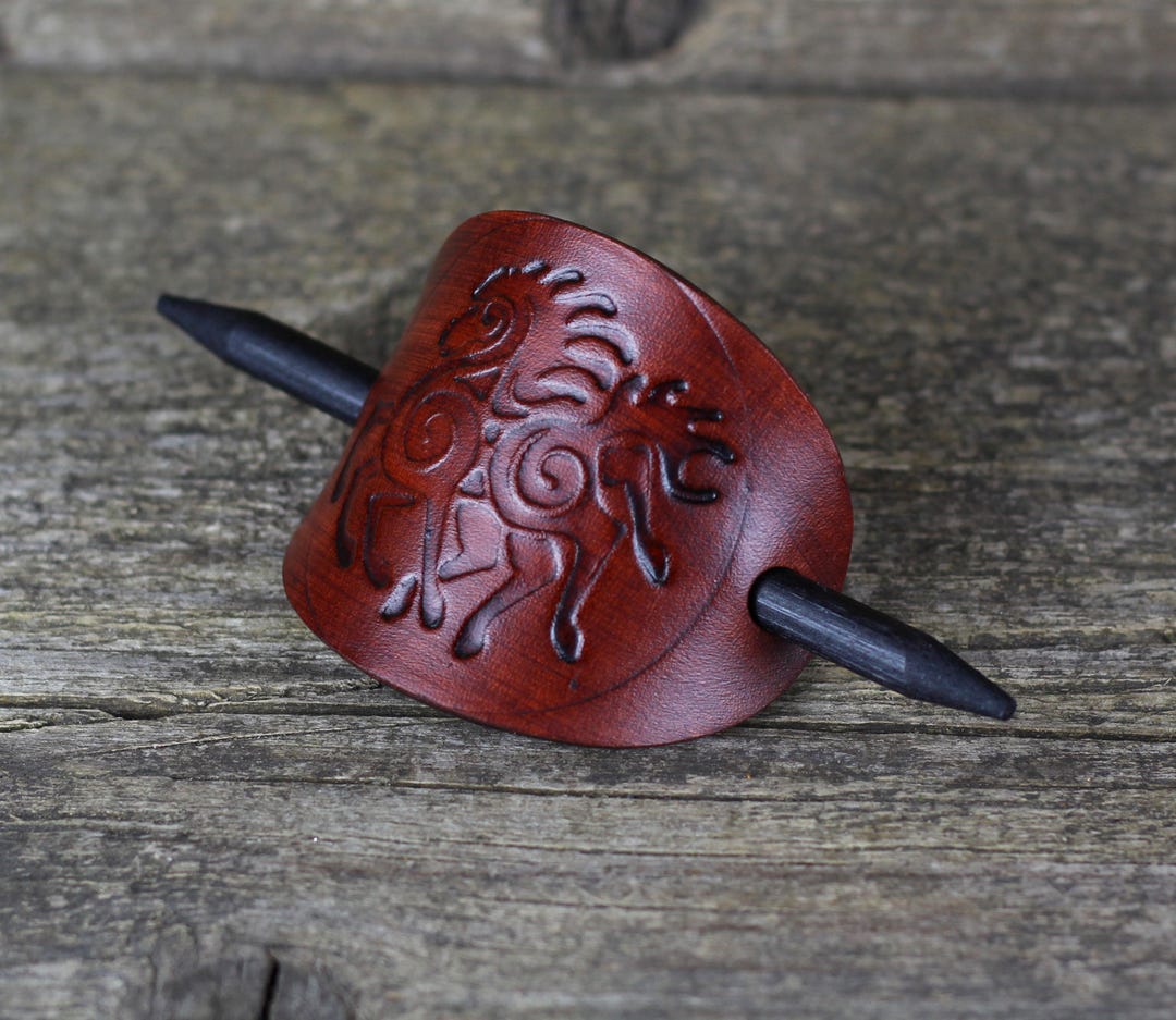 Sleipnir Leather Hair Pin, Norse Mythology Leather Stick Barrette ...