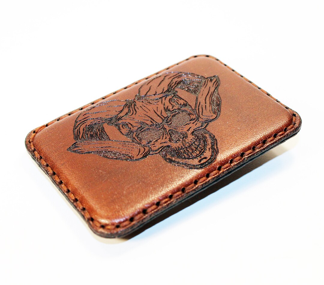 40mm Leather Buckle With Skull, Handmade Buckle, 40mm Buckle. Bicker ...