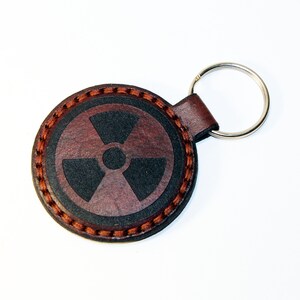 Nuclear Symbol Leather Keychain Biohazard Keychain Leather - Etsy