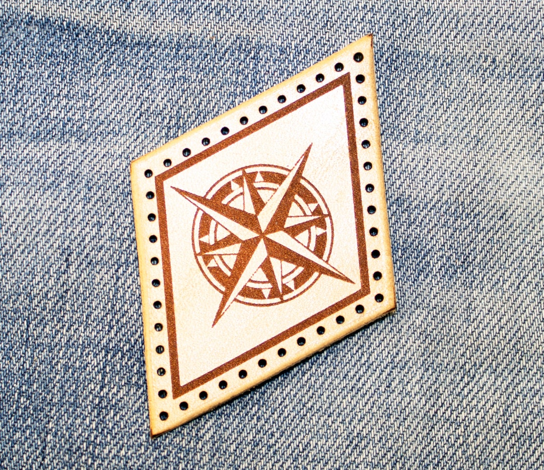 Wind Rose Leather Patch, Navigation Patch, Compass Sew, Leather ...