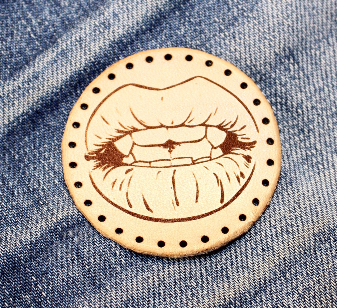 Lips Leather Patch: Sew-on Applique, Italian Leather - Etsy