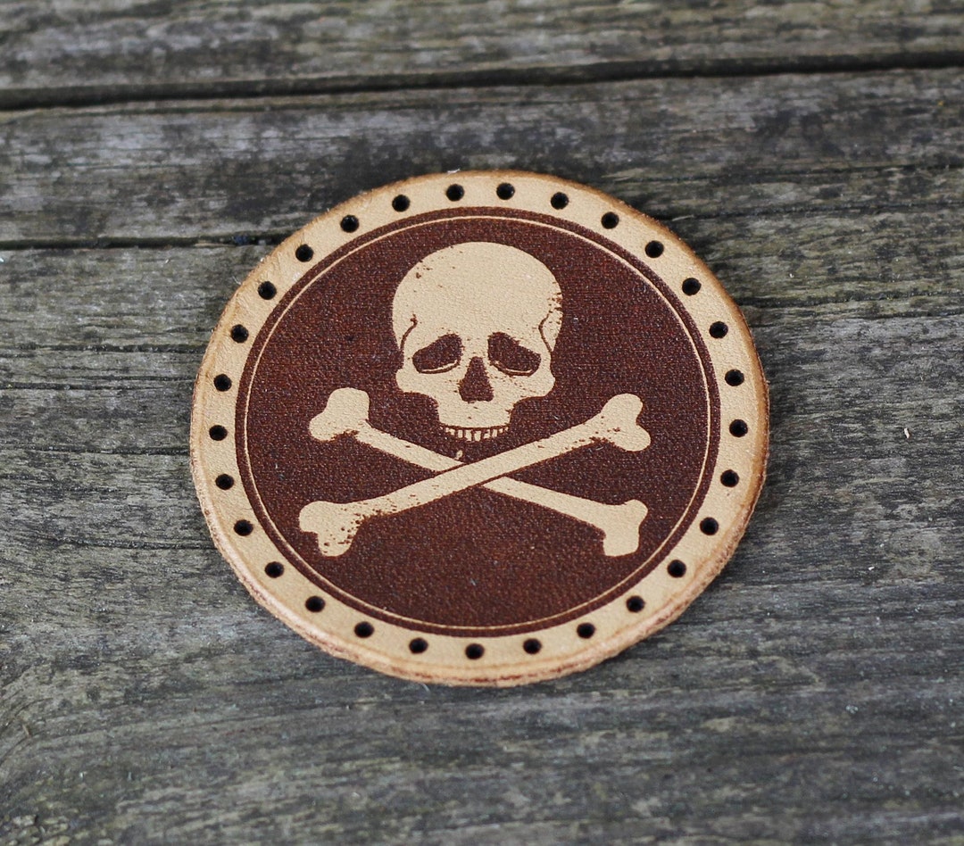 Jolly Roger Italian Leather Patch: Skull & Bones Pirate Sew - Etsy