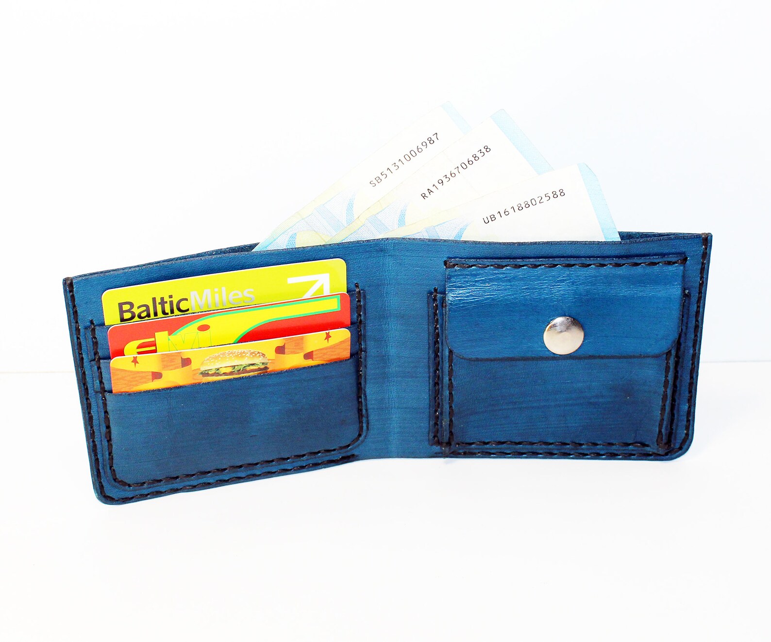 Leather Wallet Blue Wallet Great Leather Item Blue - Etsy