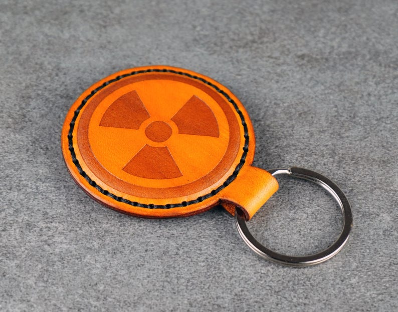 Nuclear Symbol Leather Keychain, Biohazard Keyfob, Leather Accessories ...