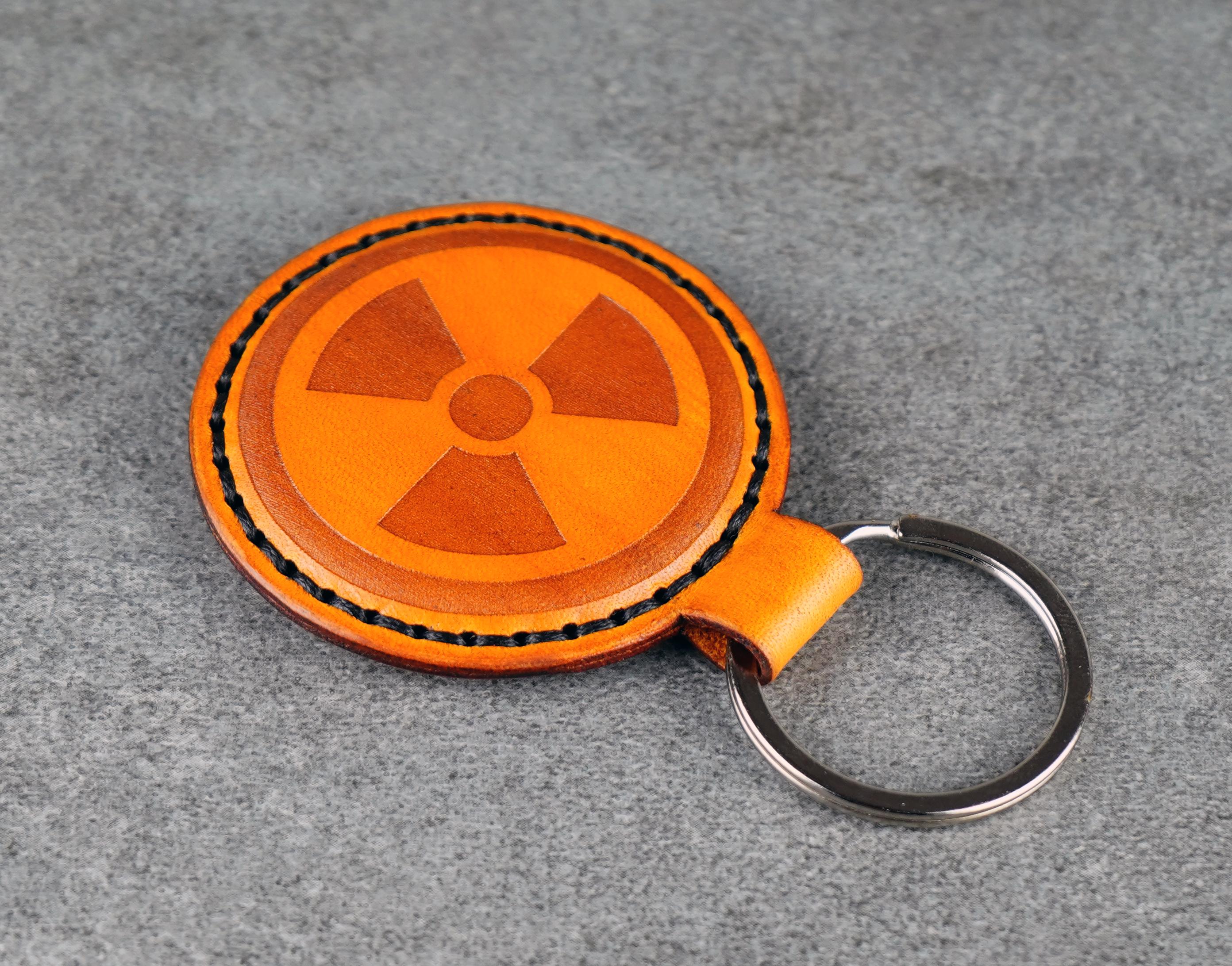 Nuclear Symbol Leather Keychain, Biohazard Keyfob, Leather Accessories ...