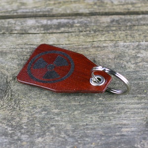 Nuclear Symbol Leather Keychain, Biohazard Keyfob, Leather Accessories ...