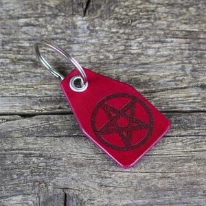 Pentagram - Leather Key Chain, Pentacle Keychain Keyring! Handmade Key ...