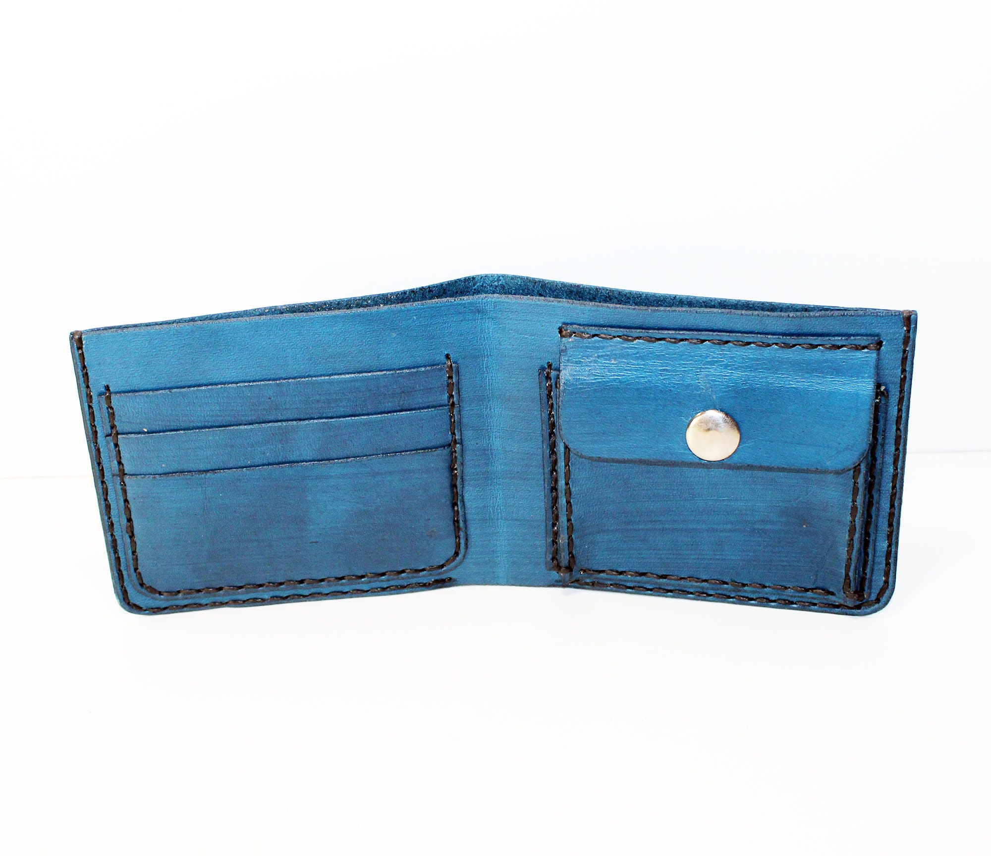 Leather wallet blue wallet great leather item blue | Etsy