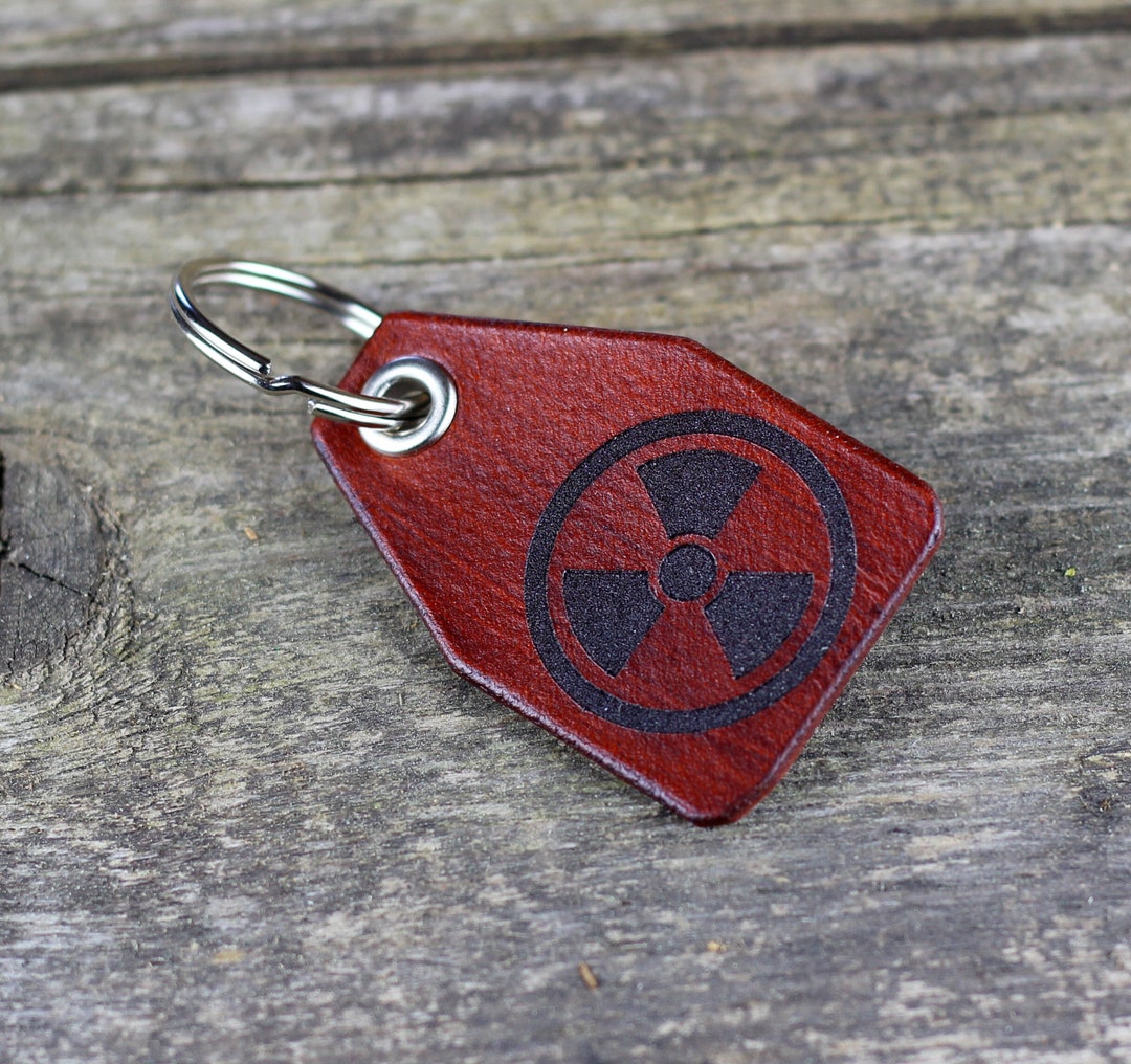 Nuclear Symbol Leather Keychain, Biohazard Keyfob, Leather Accessories ...