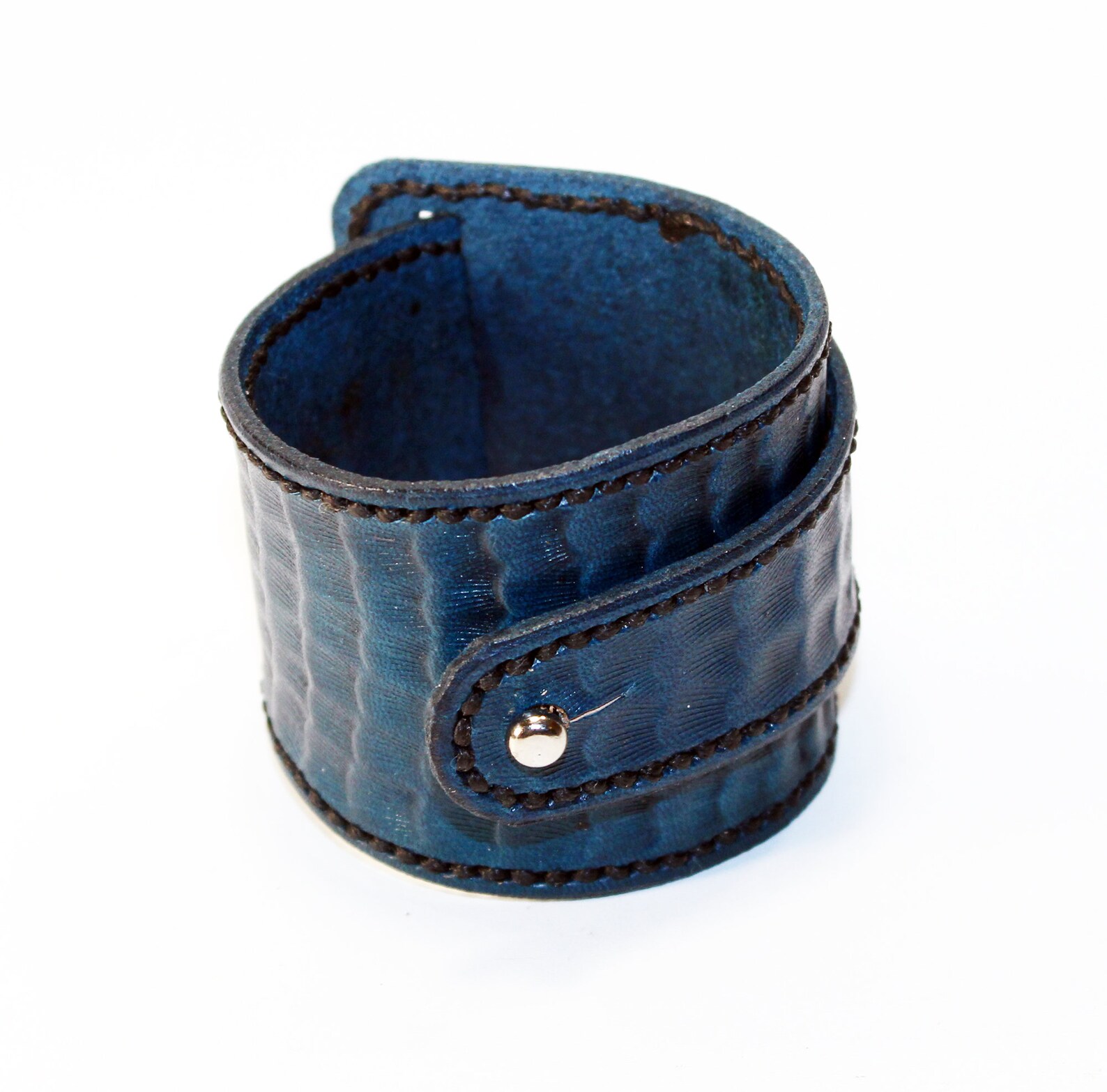 Blue Leather Cuff Blue Bracelet Great Giftblue Cuff Very | Etsy