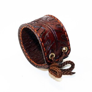 Leather Cuff, Cuff With Oak Leaves Ornament, Great Gift for Women ...