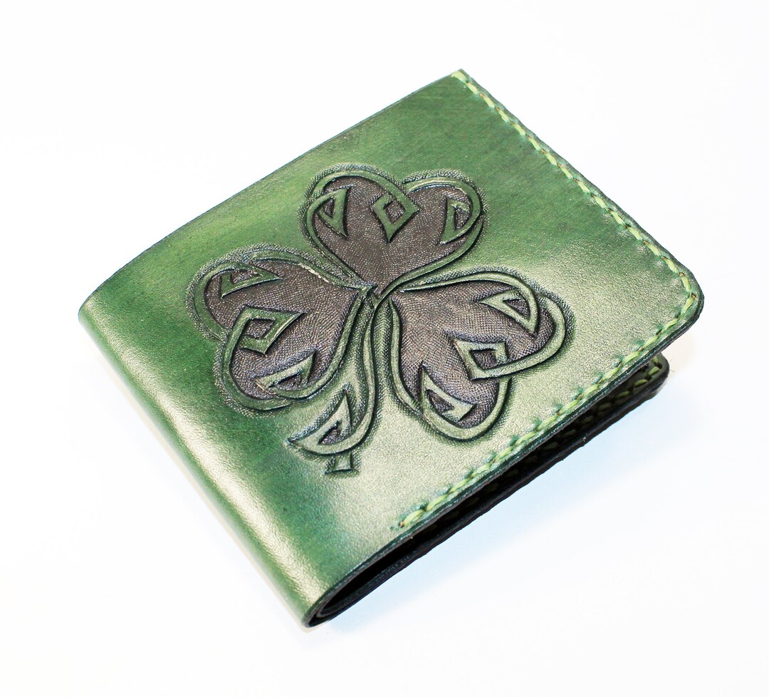 St. Patricks Day Leather Wallet, Irish Wallet, Celtic Knot, Lucky ...